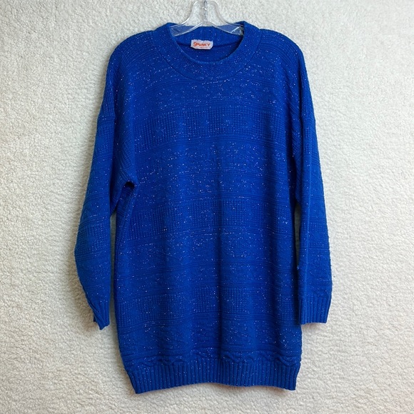 Spunky | Sweaters | Vintage Spunky Womens Blue Sparkle Knit Stretch ...